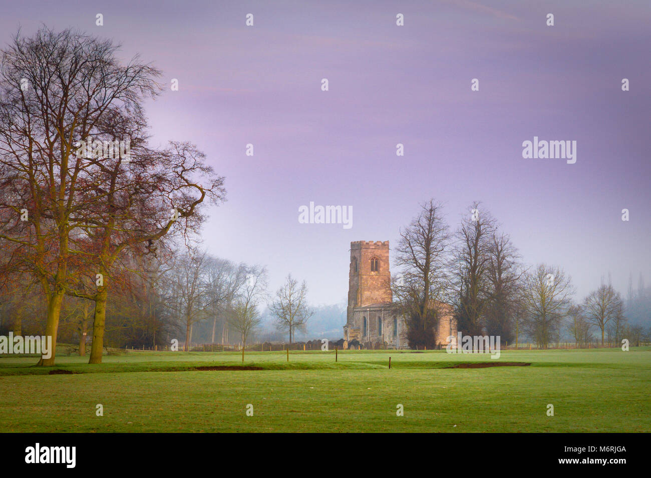 View of Wistow Church across meadows Stock Photo - Alamy