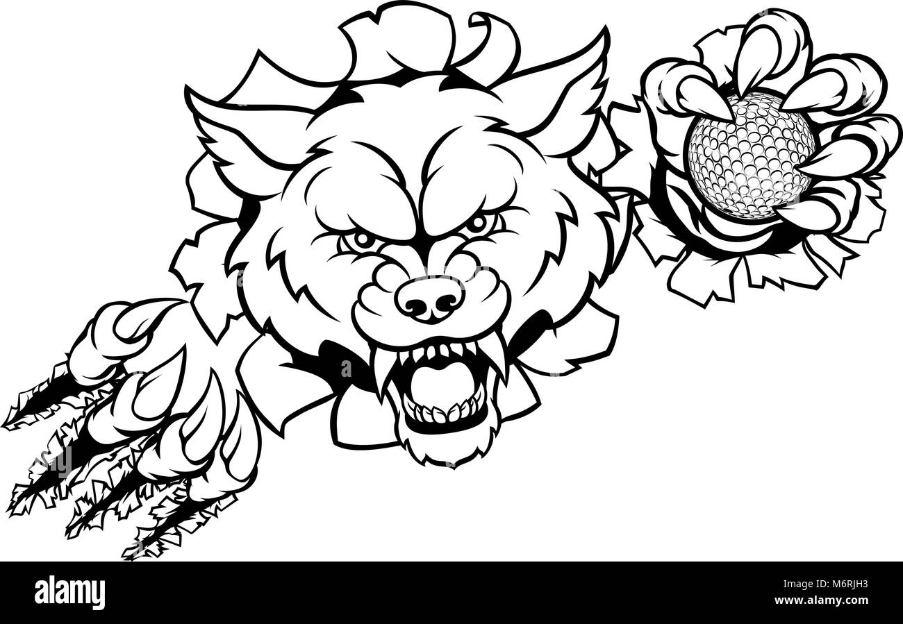 Wolf Golf Mascot Breaking Background Stock Vector Image & Art - Alamy