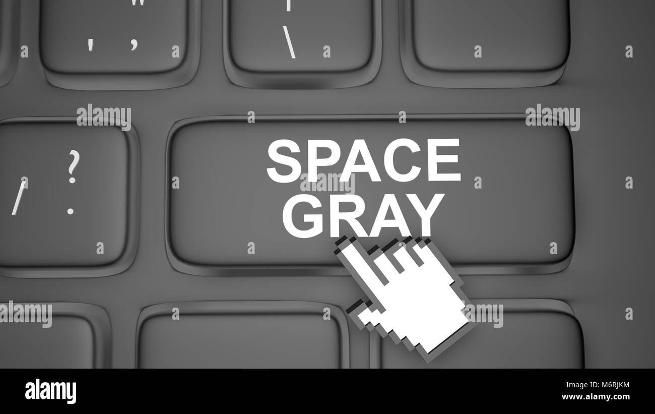 3D render illustration top view of space gray keyboard Stock Photo - Alamy