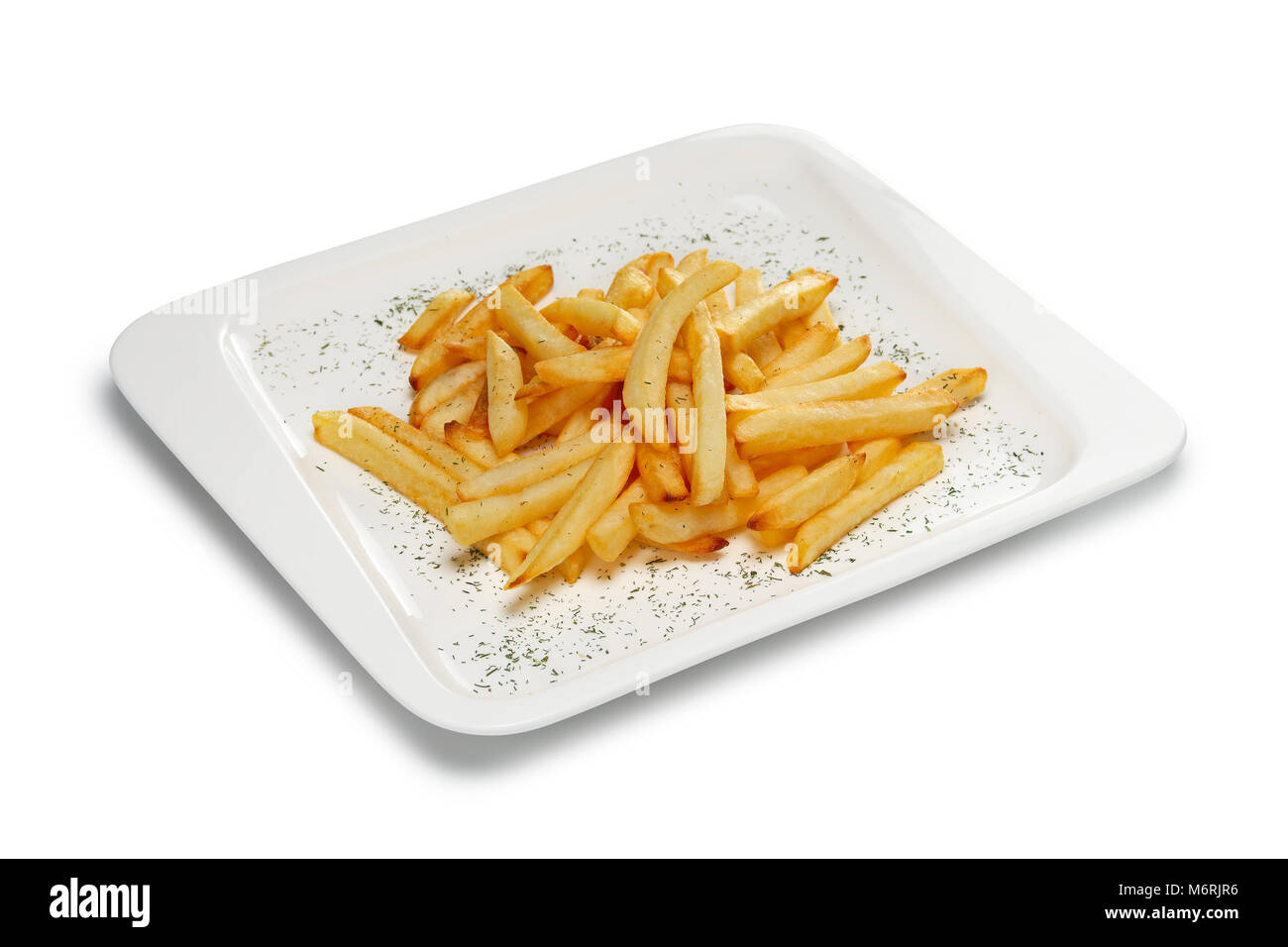 Layout for menu. Plate with french fries Stock Photo - Alamy