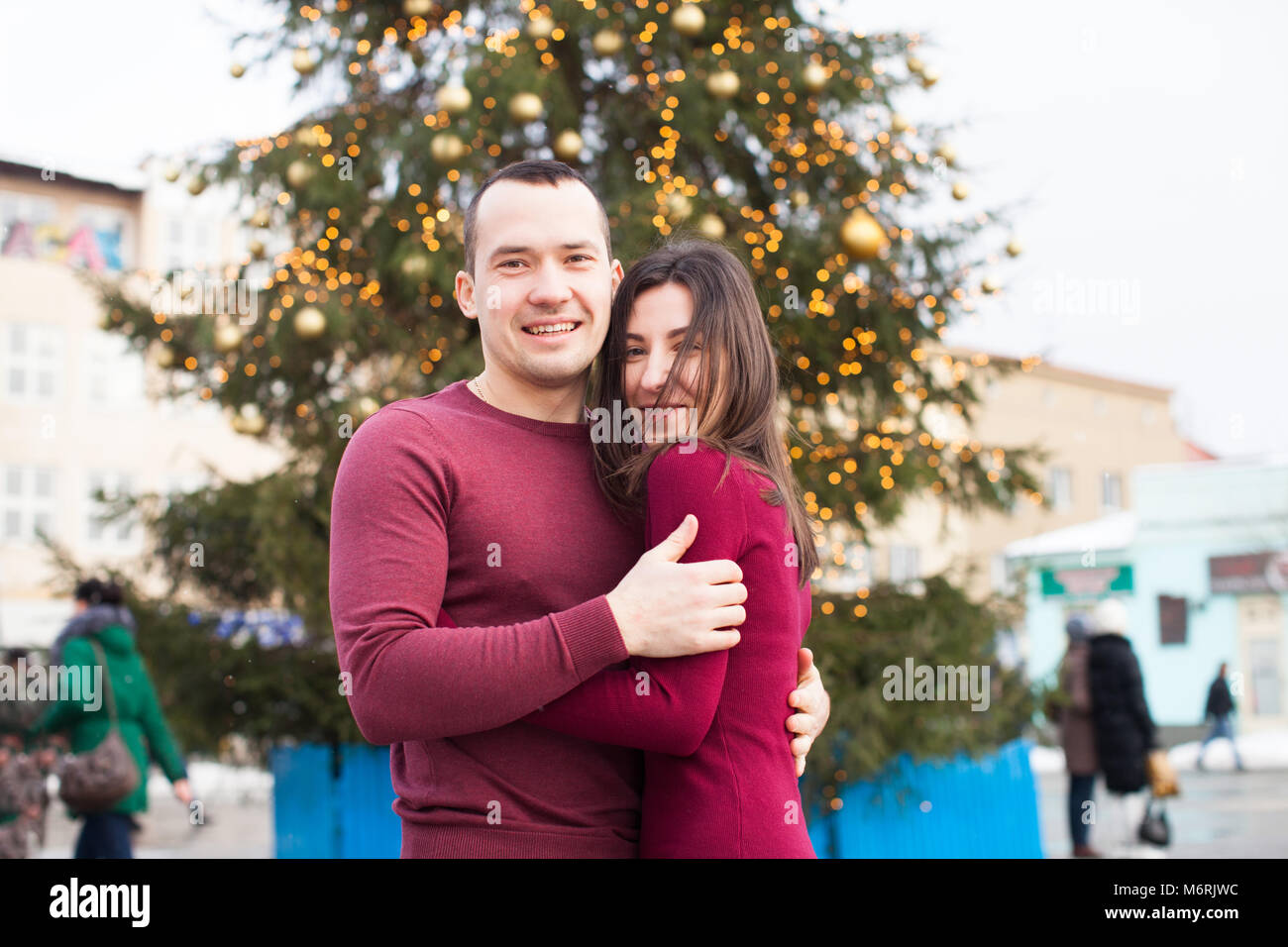 Winter snowfall love Stock Photo - Alamy