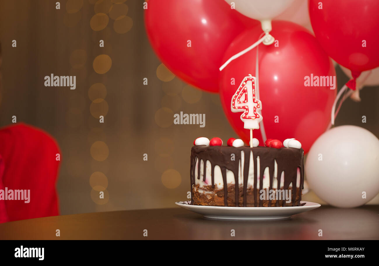 4th birthday cake.Closeup Stock Photo - Alamy