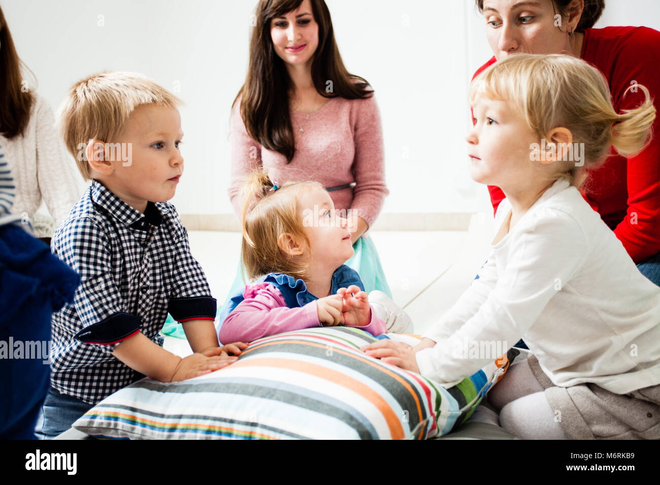 First day of children in the kindergarten Stock Photo - Alamy