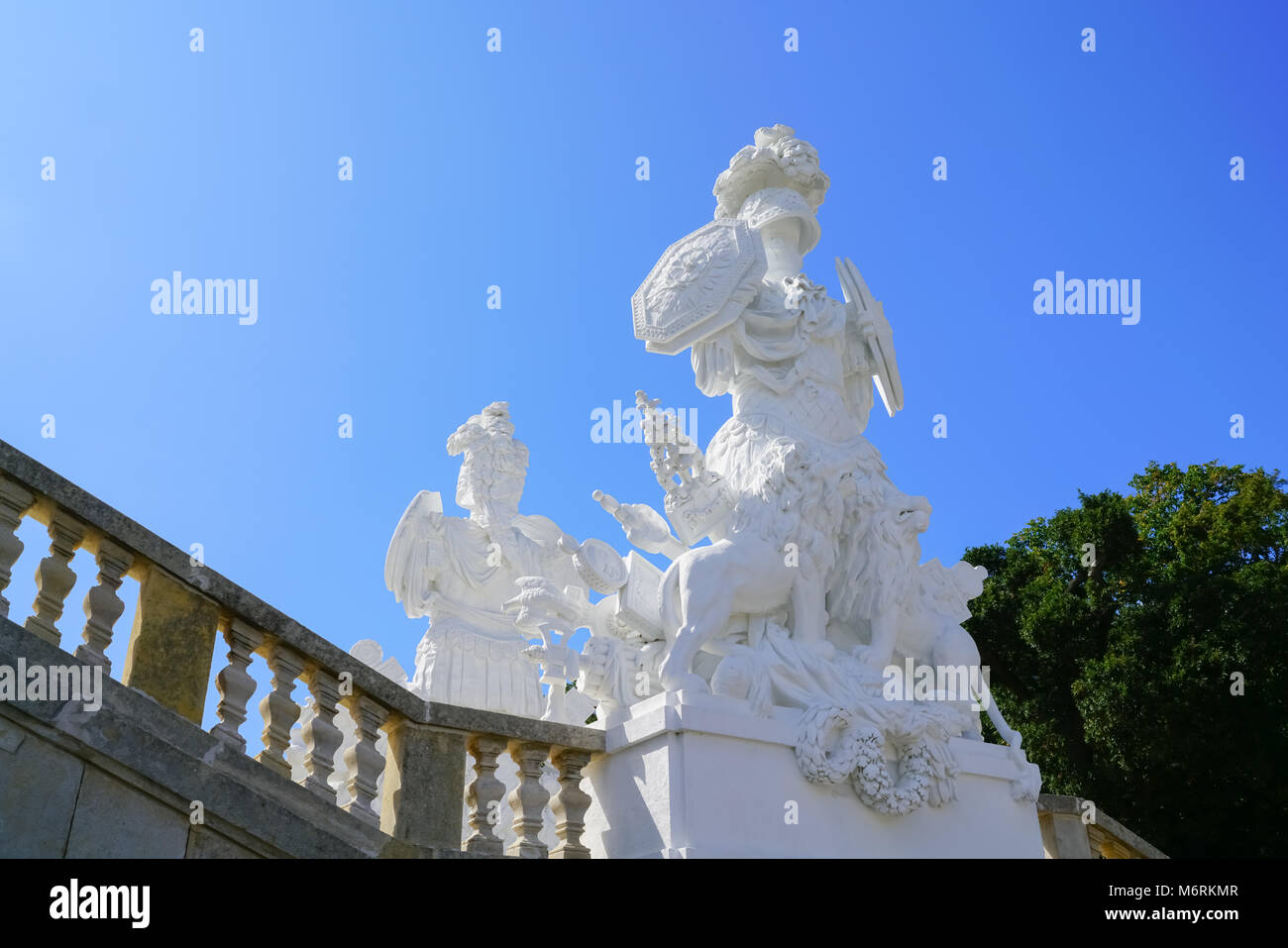VIENNA,AUSTRIA - SEPTEMBER 4 2017; White marble statue of soldier ...