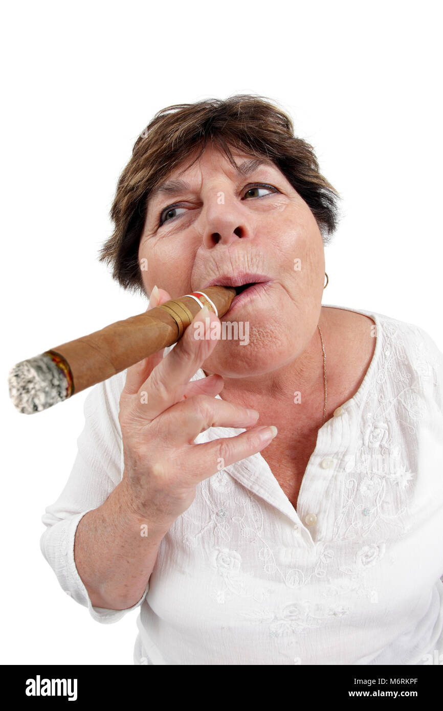 Woman smoking large cigar hi-res stock photography and images - Alamy