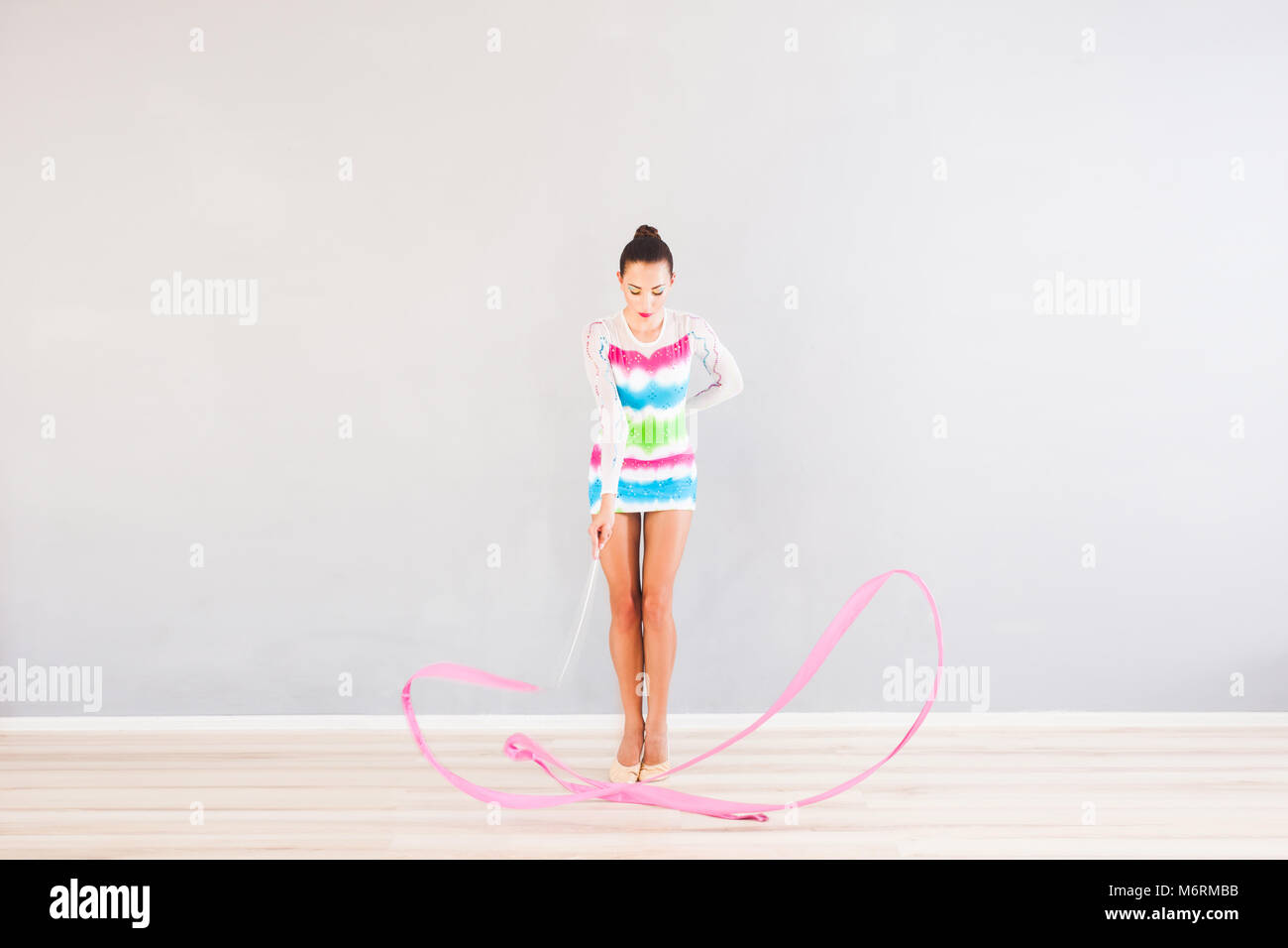 gymnast with ribbon Stock Photo - Alamy