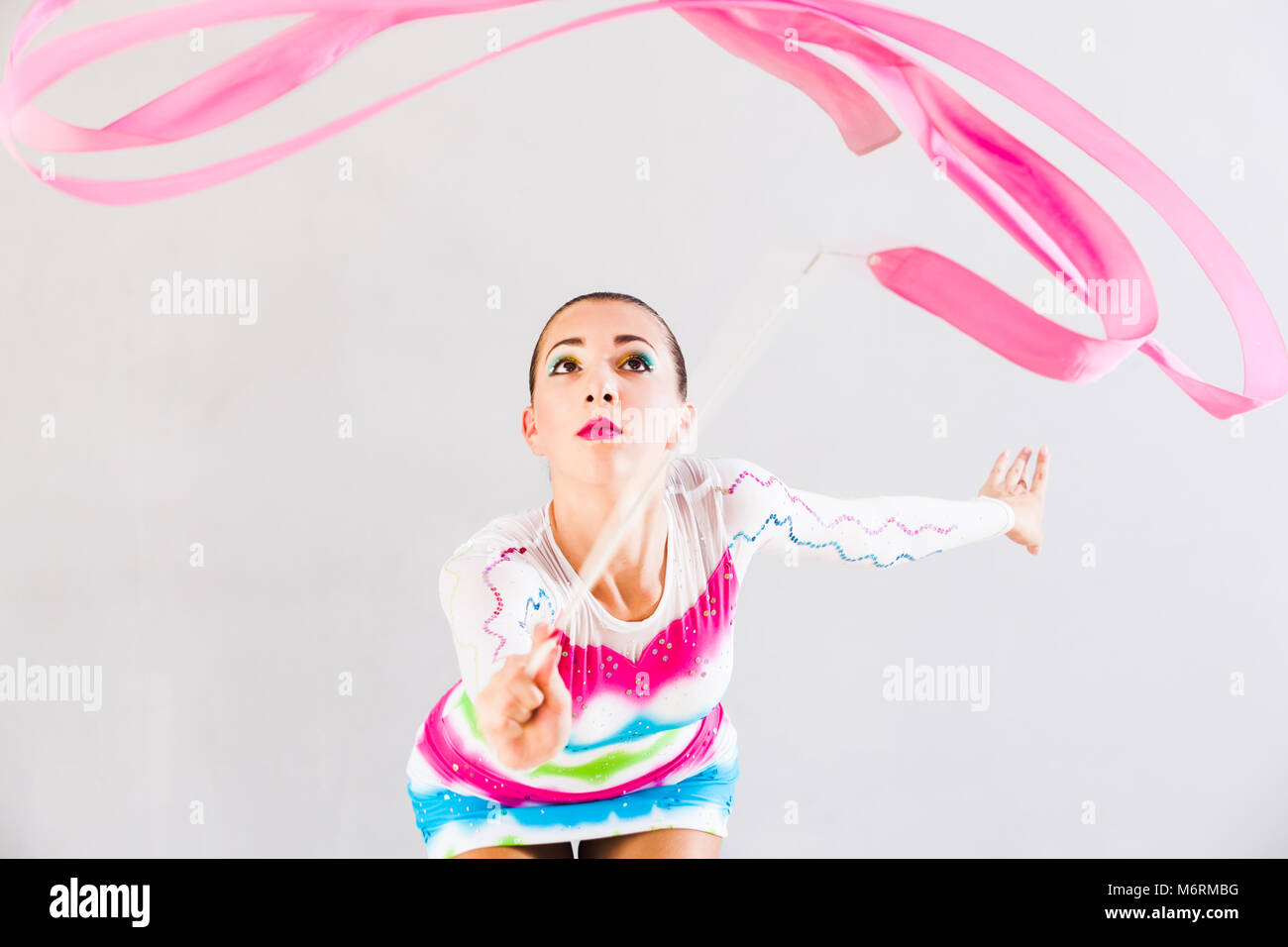 gymnast with ribbon Stock Photo - Alamy