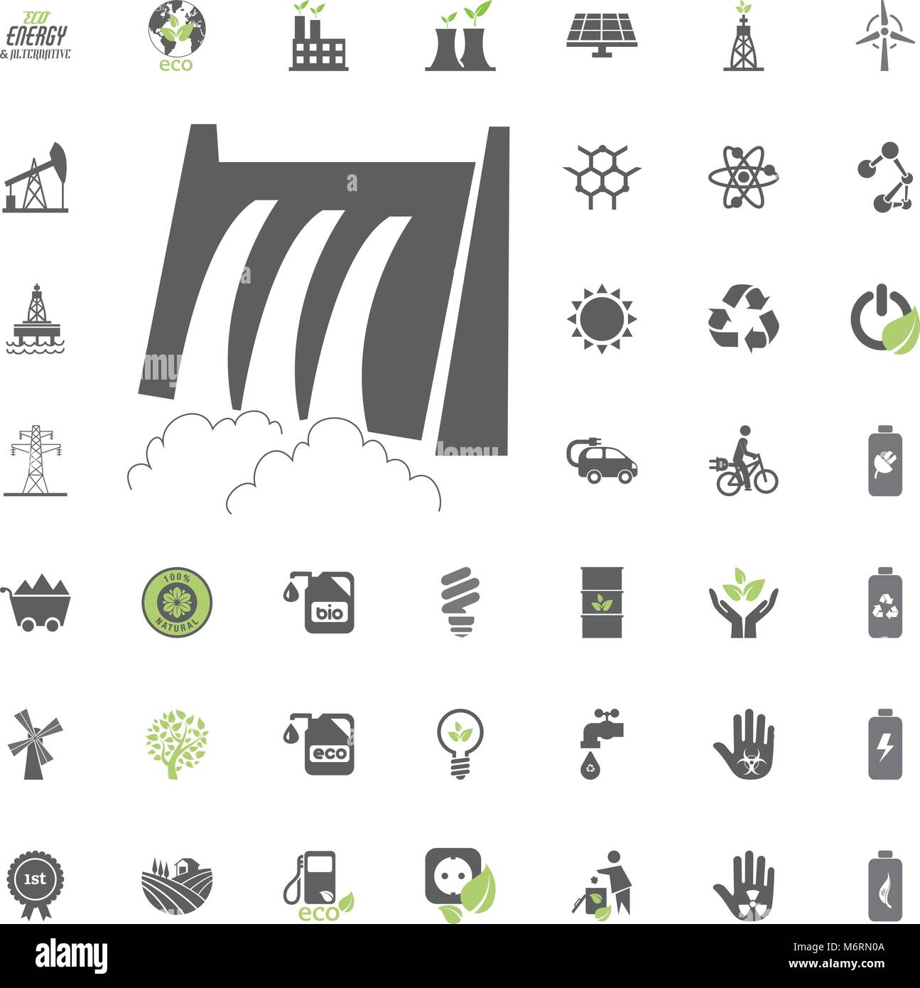 Hydro Power station icon. Eco and Alternative Energy vector icon set ...