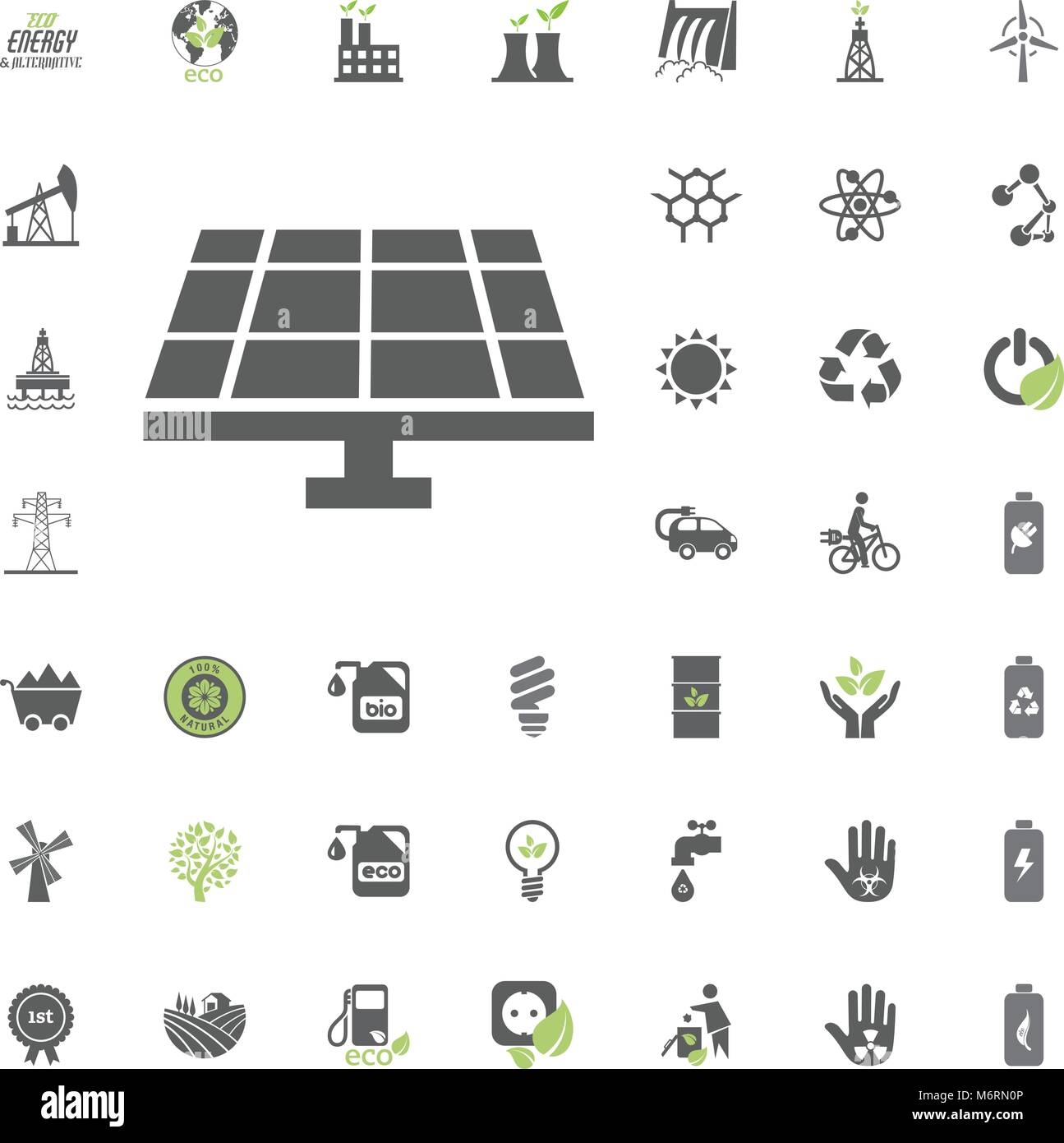 solar power station icon. Eco and Alternative Energy vector icon set ...