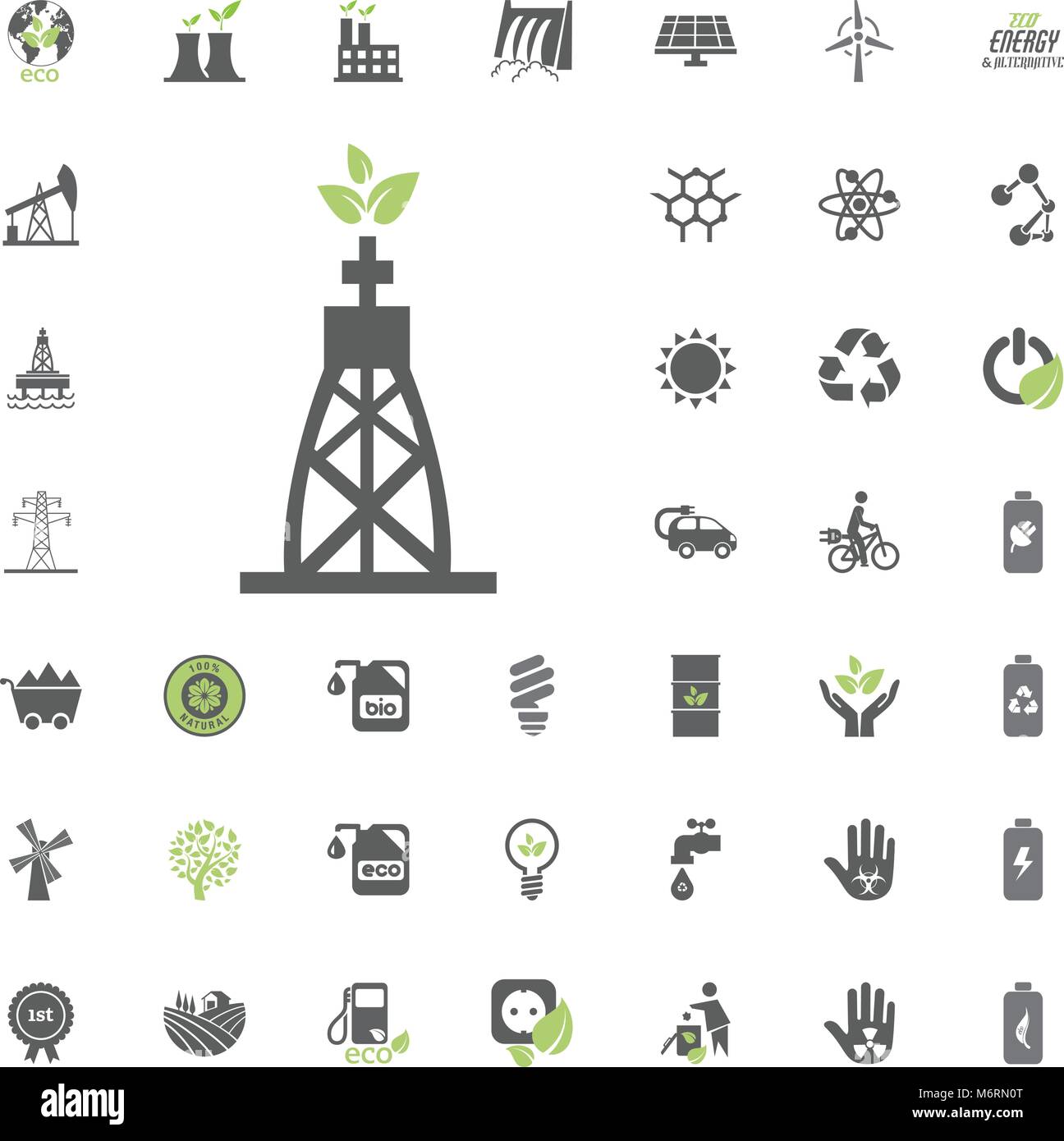 gas-fired power plant icon. Eco and Alternative Energy vector icon set ...