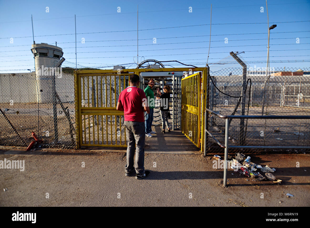 Eyal checkpoint, Qalqilya - West Bank. The Israeli wall that surrounds ...