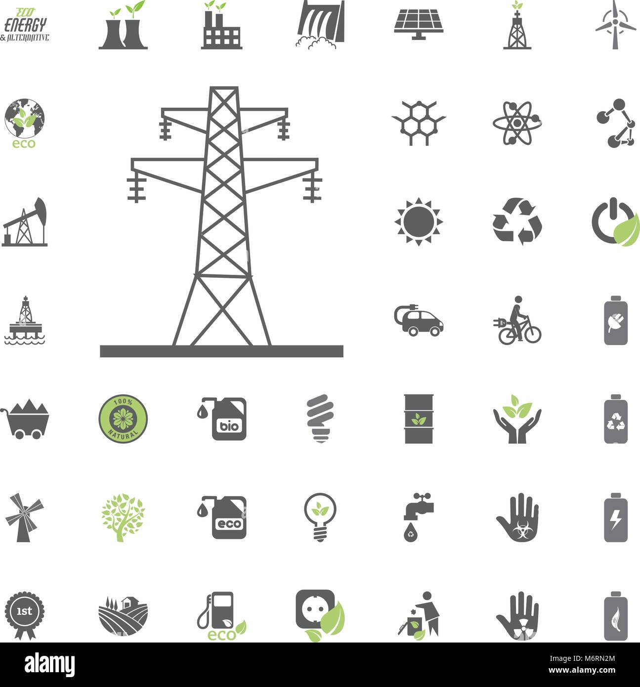 Power Towers icon. Eco and Alternative Energy vector icon set. Energy ...