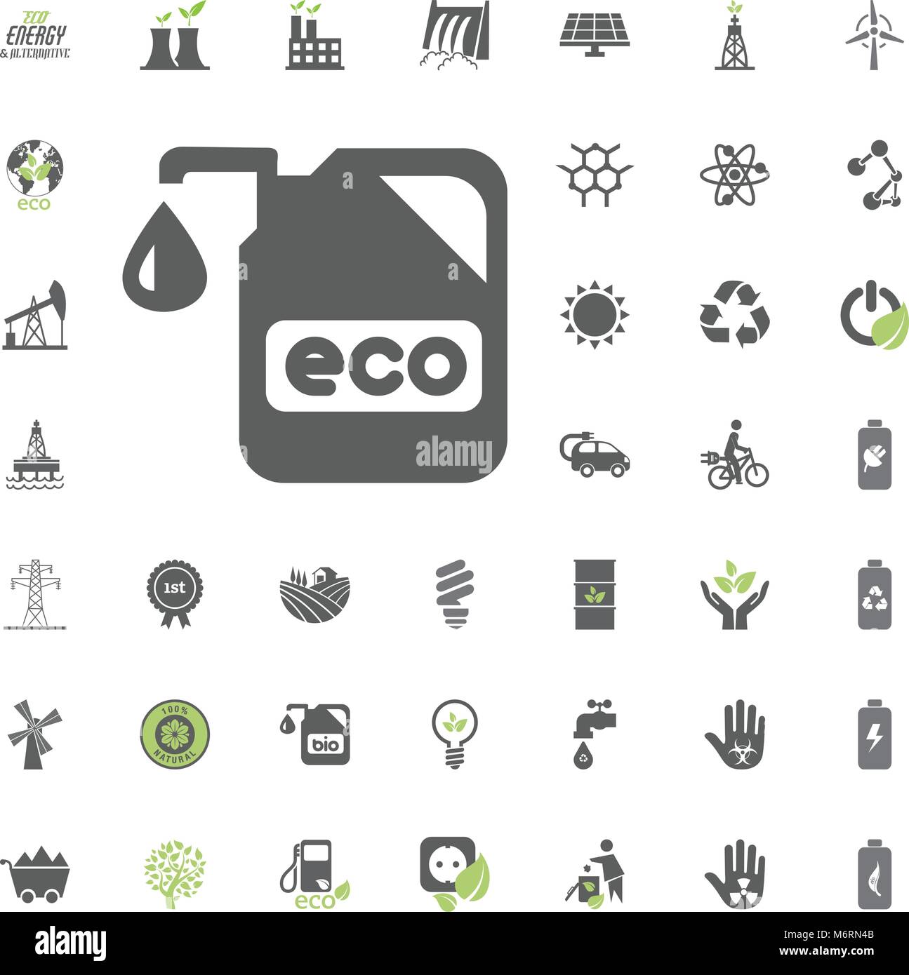 eco icon. Eco and Alternative Energy vector icon set. Energy source ...