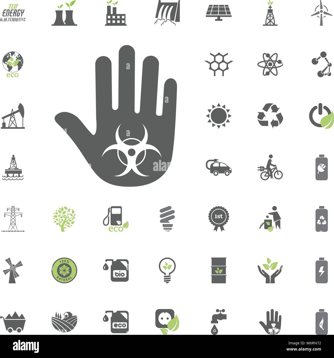 Stop warning icon. Eco and Alternative Energy vector icon set. Energy ...