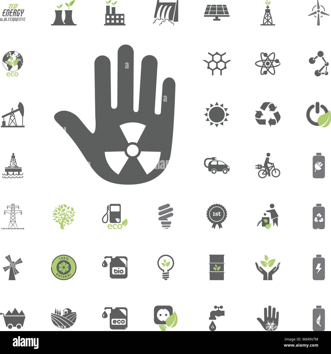Stop warning icon. Eco and Alternative Energy vector icon set. Energy ...