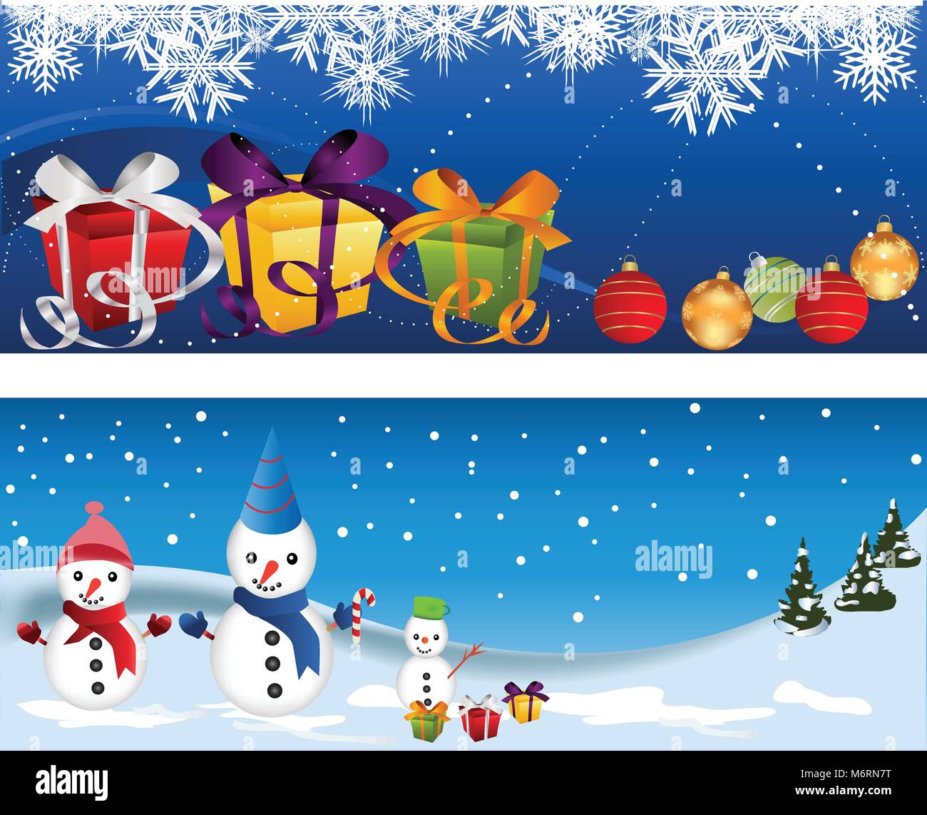 Website header or banner set with snow man and decorations Stock Vector ...