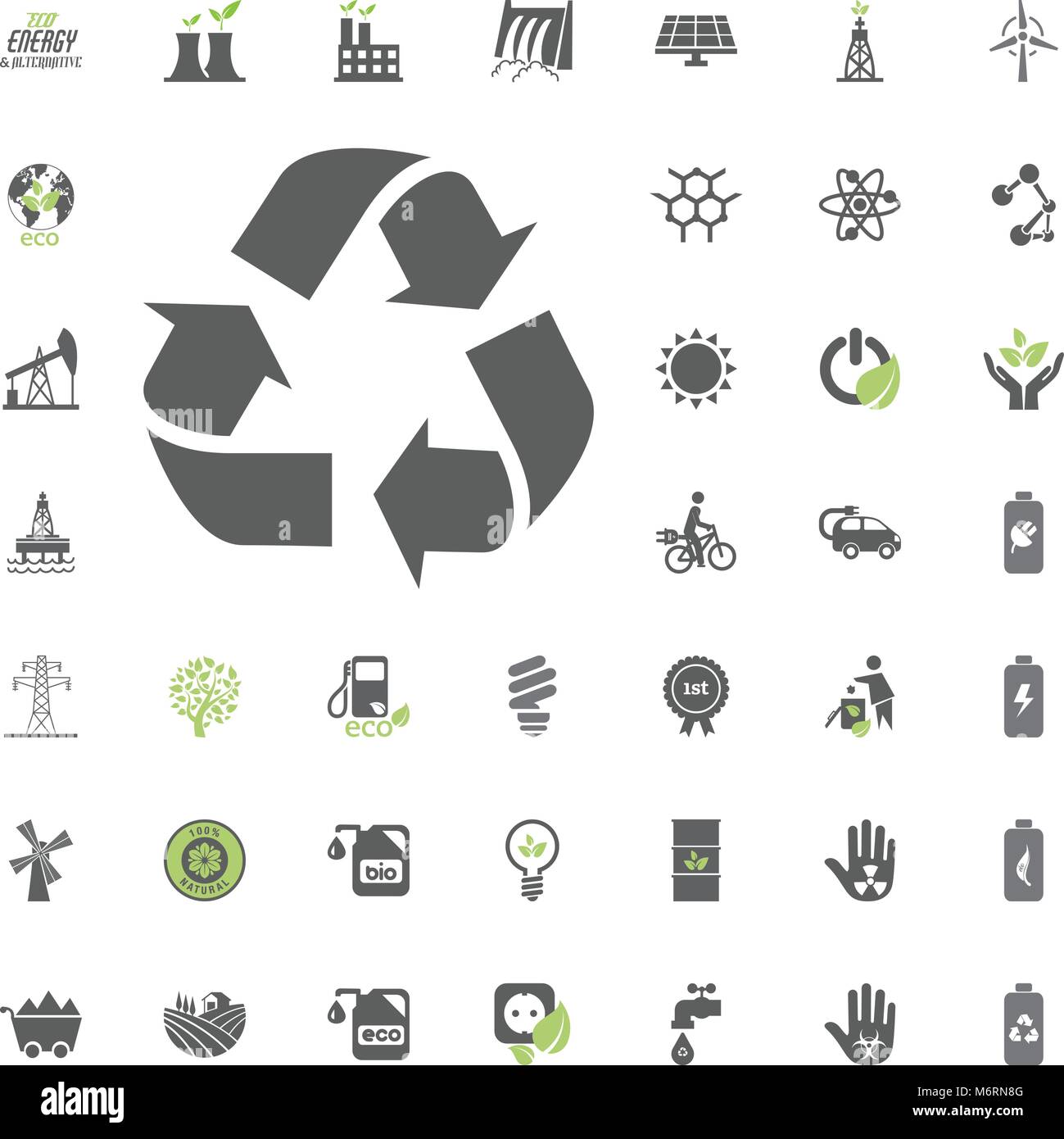 Recycle icon. Eco and Alternative Energy vector icon set. Energy source ...