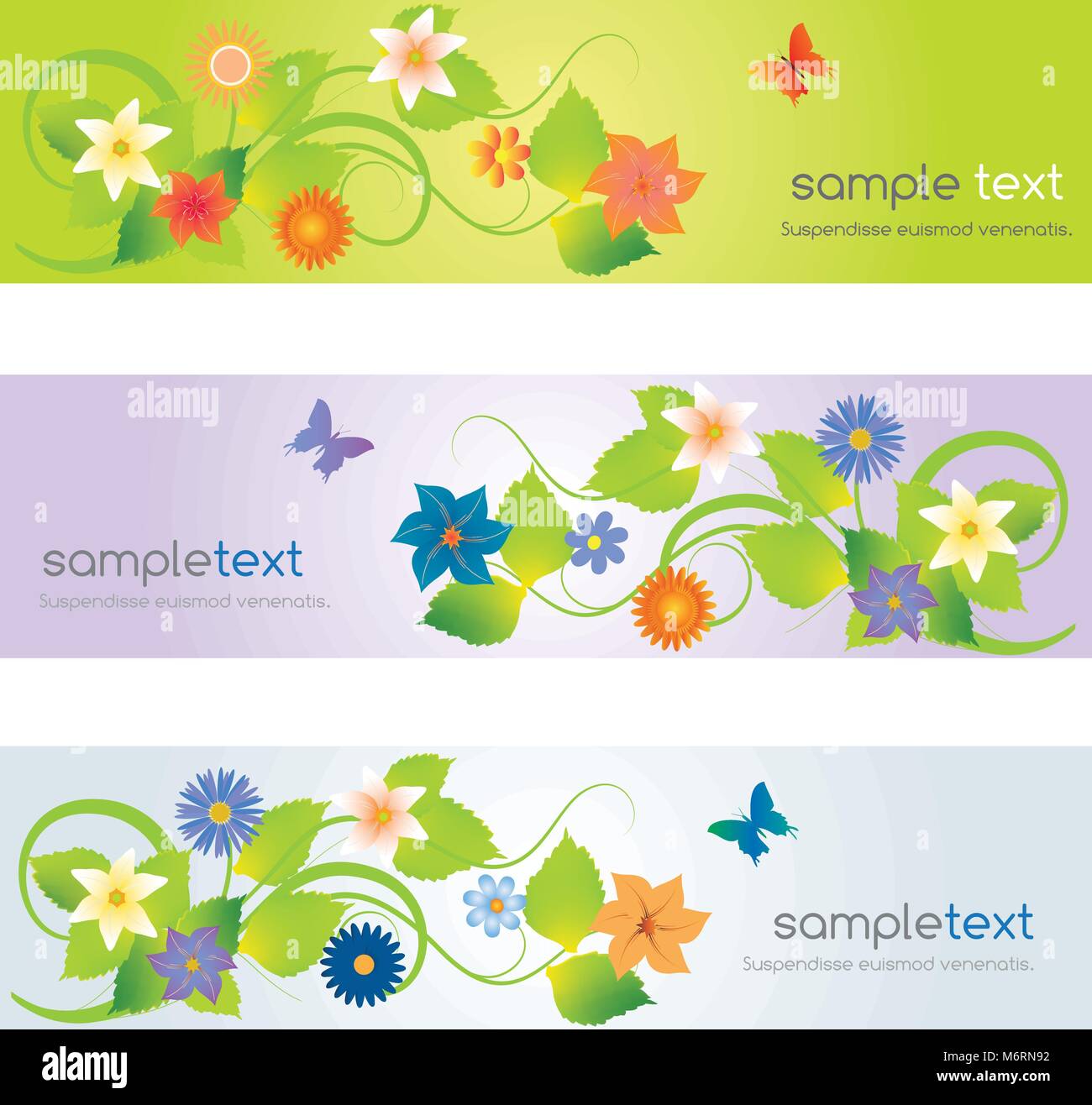 Set of abstract colorful web headers with flowers Stock Vector Image ...