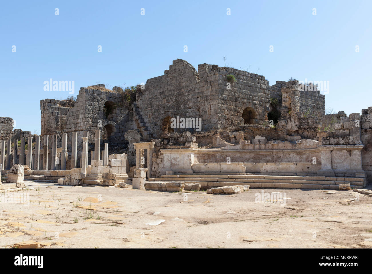 A view of the ancient city of Perge in Turkey Antalya Stock Photo - Alamy