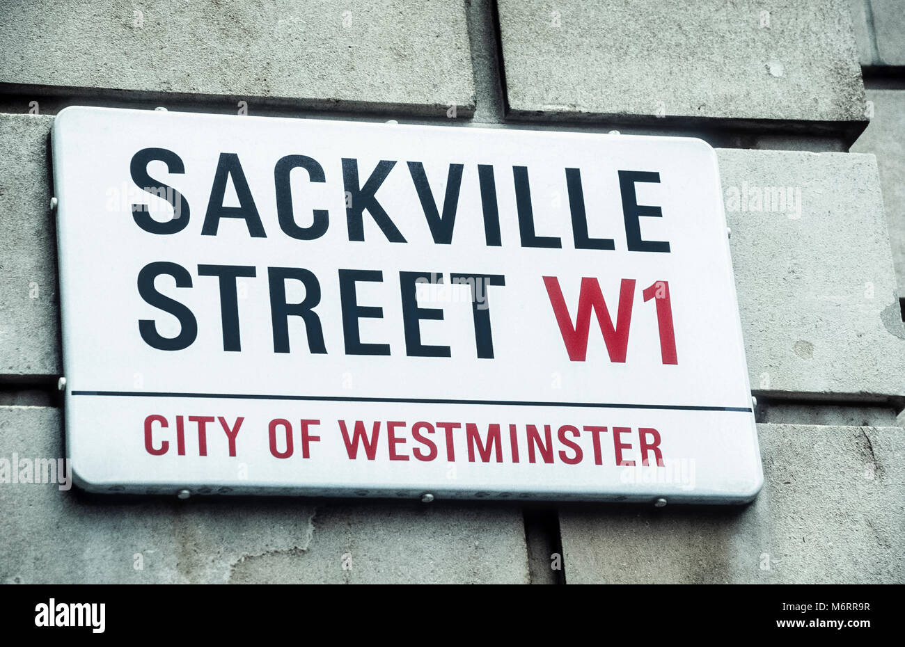 Street sign for Sackville Street in central London Stock Photo - Alamy