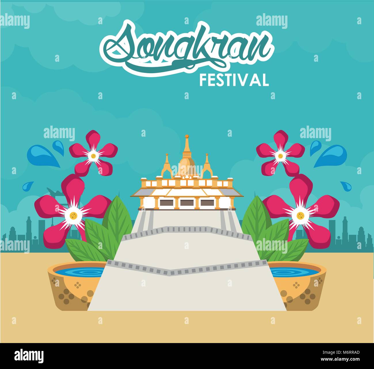 Songkran festival card vector illustration graphic design Stock Vector ...