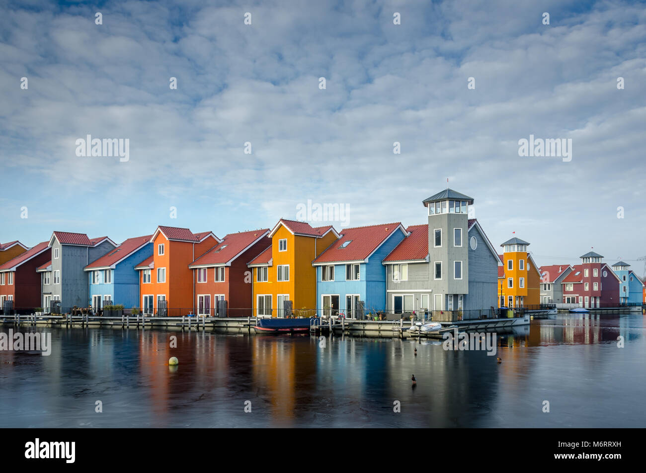 Reitdiephaven colorfull houses in Groningen Stock Photo - Alamy