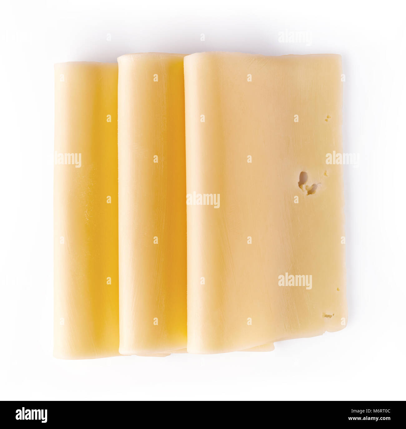 Sliced cheese isolated on white background, top view Stock Photo - Alamy