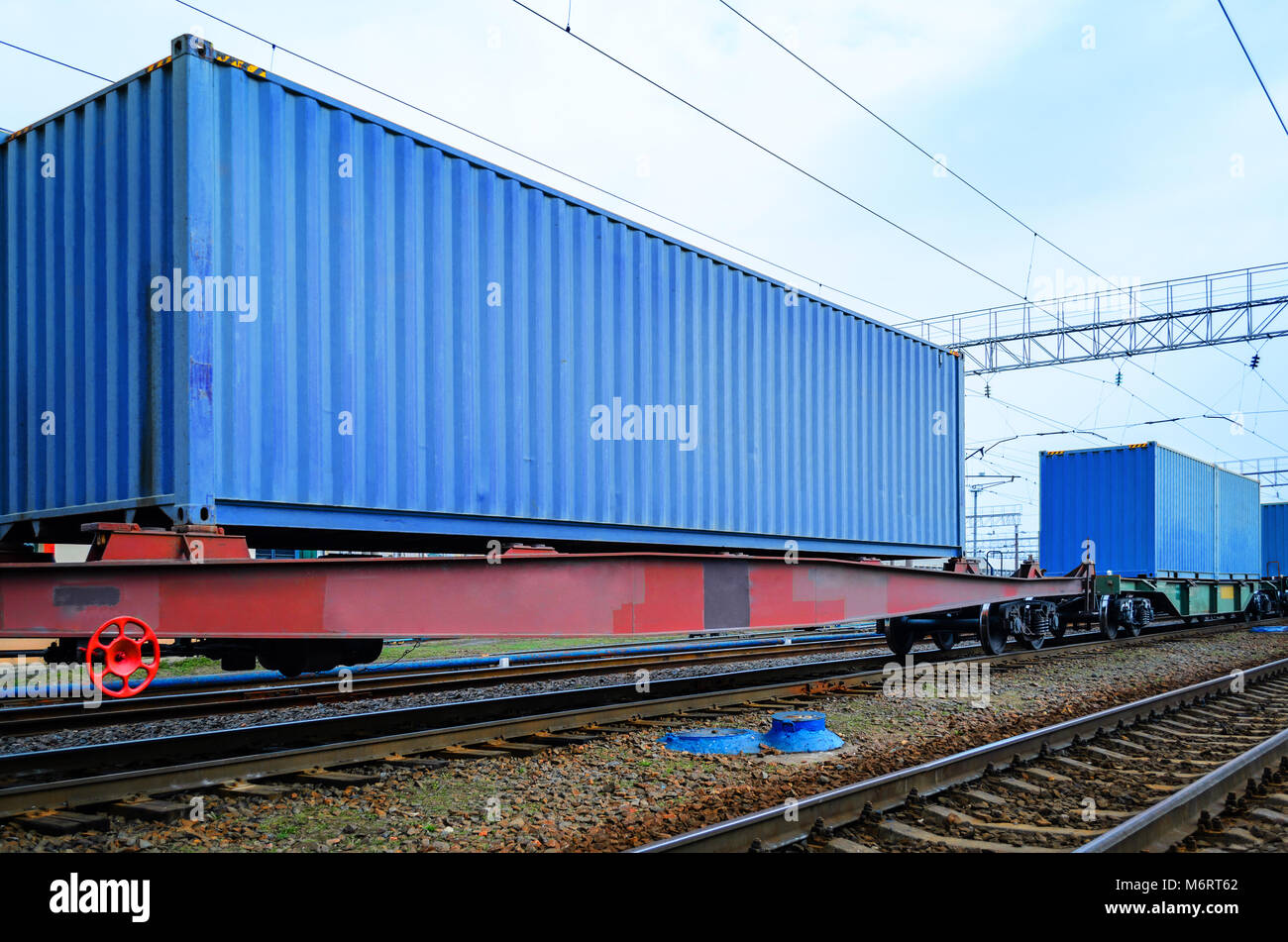 Transportation of cargoes by rail in containers. Railway infrastructure ...