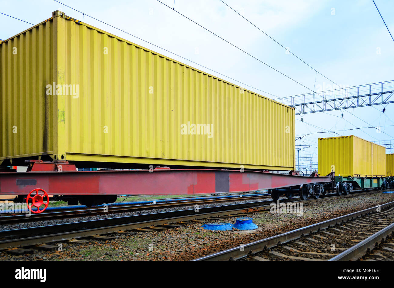 Transportation of cargoes by rail in containers. Railway infrastructure ...