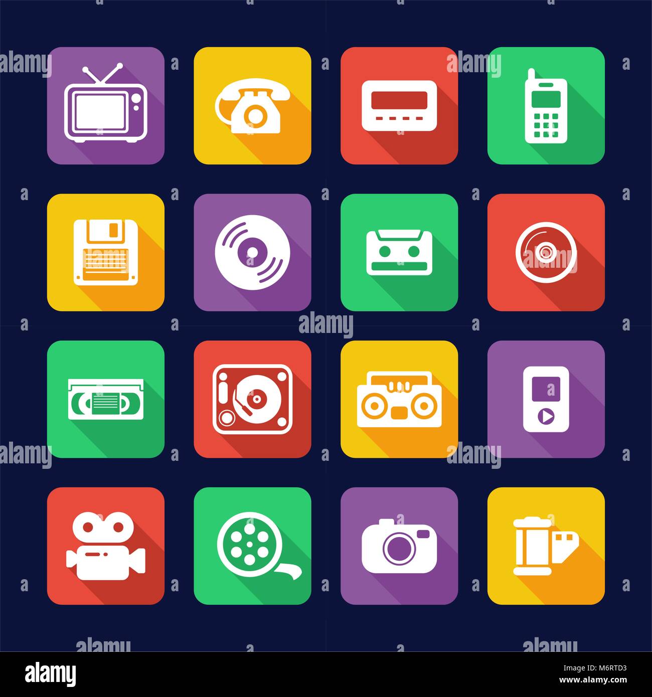 Old Technology Icons Flat Design Stock Vector Image & Art - Alamy