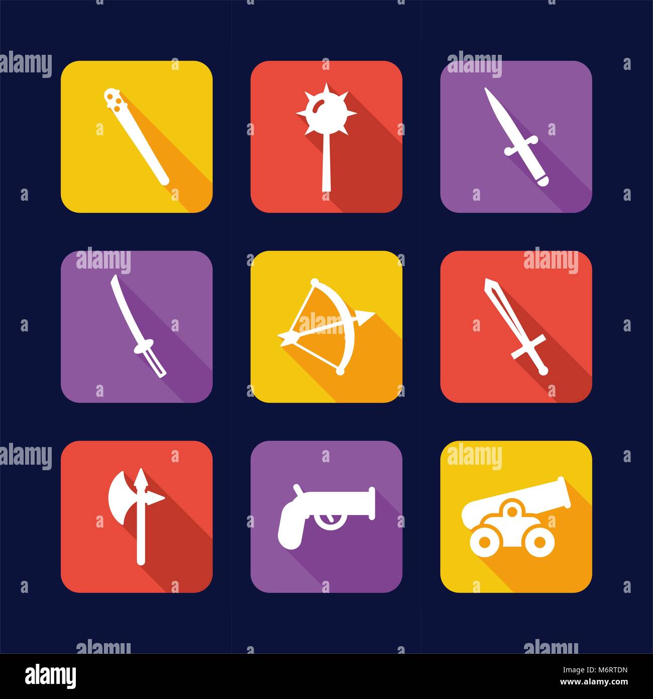 Old Weapons Icons Flat Design Stock Vector Image & Art - Alamy