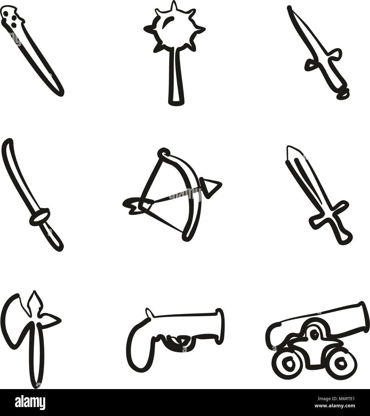 Old Weapons Icons Freehand Stock Vector Image & Art - Alamy