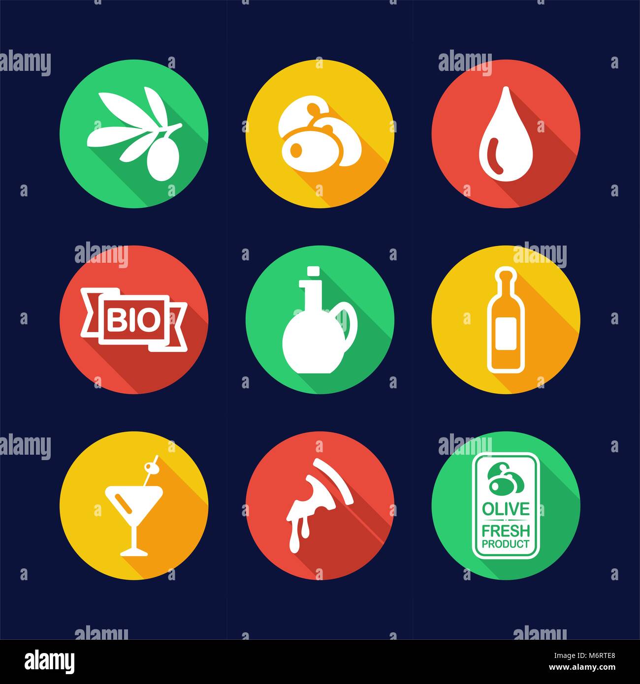 Olive Icons Flat Design Circle Stock Vector Image & Art - Alamy