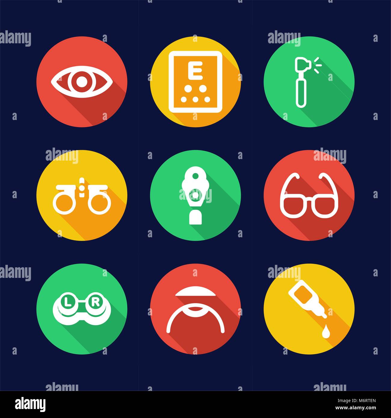 Optometry Icons Flat Design Circle Stock Vector Image & Art - Alamy