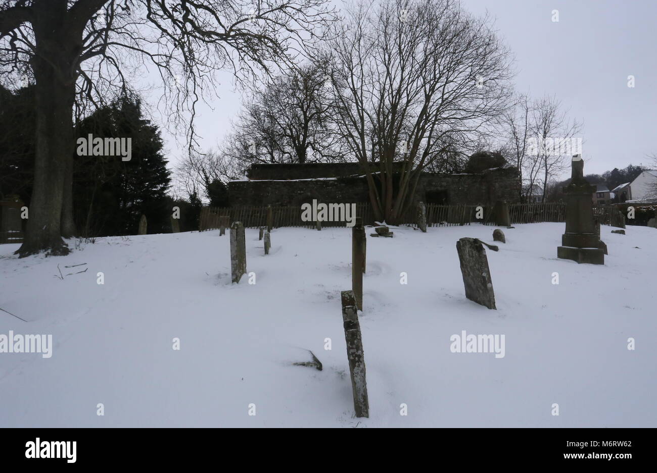 Ruin of St Peter's Church and graveyard Invergowrie Scotland March 2018 ...