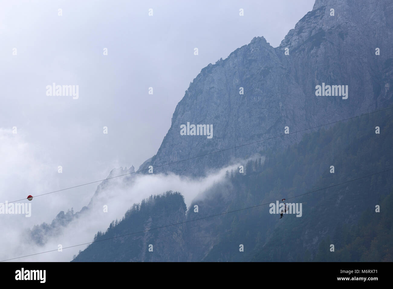 Spectacular zipline in Planica valley in Triglav national park near ...