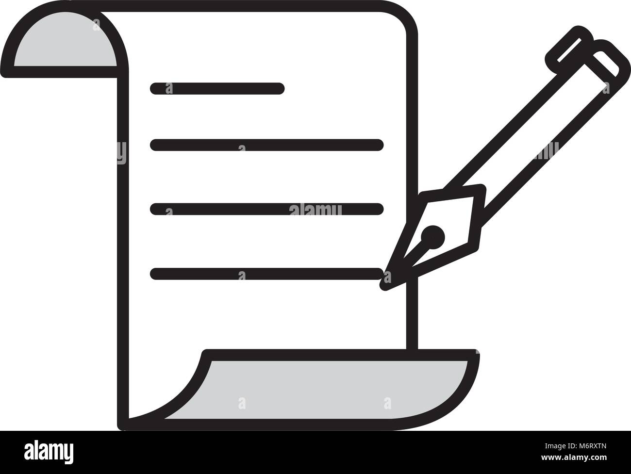 line business office document paper with pen vector illustration Stock ...