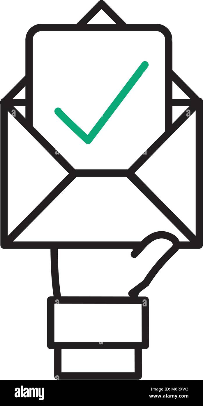 line man hand with good letter message vector illustration Stock Vector ...