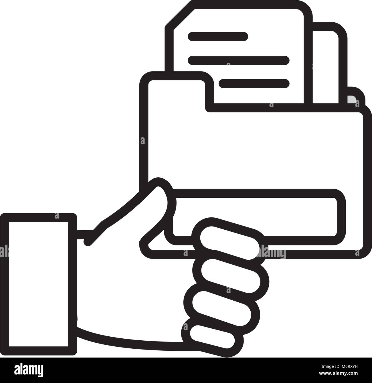 line man hand with documents inside file folder vector illustration ...