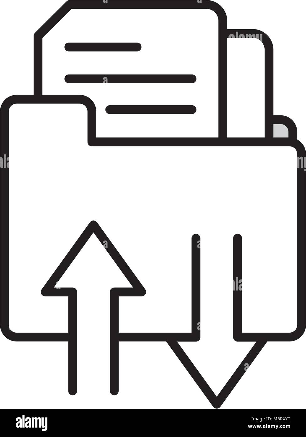 line file folder with loading documents information vector illustration ...