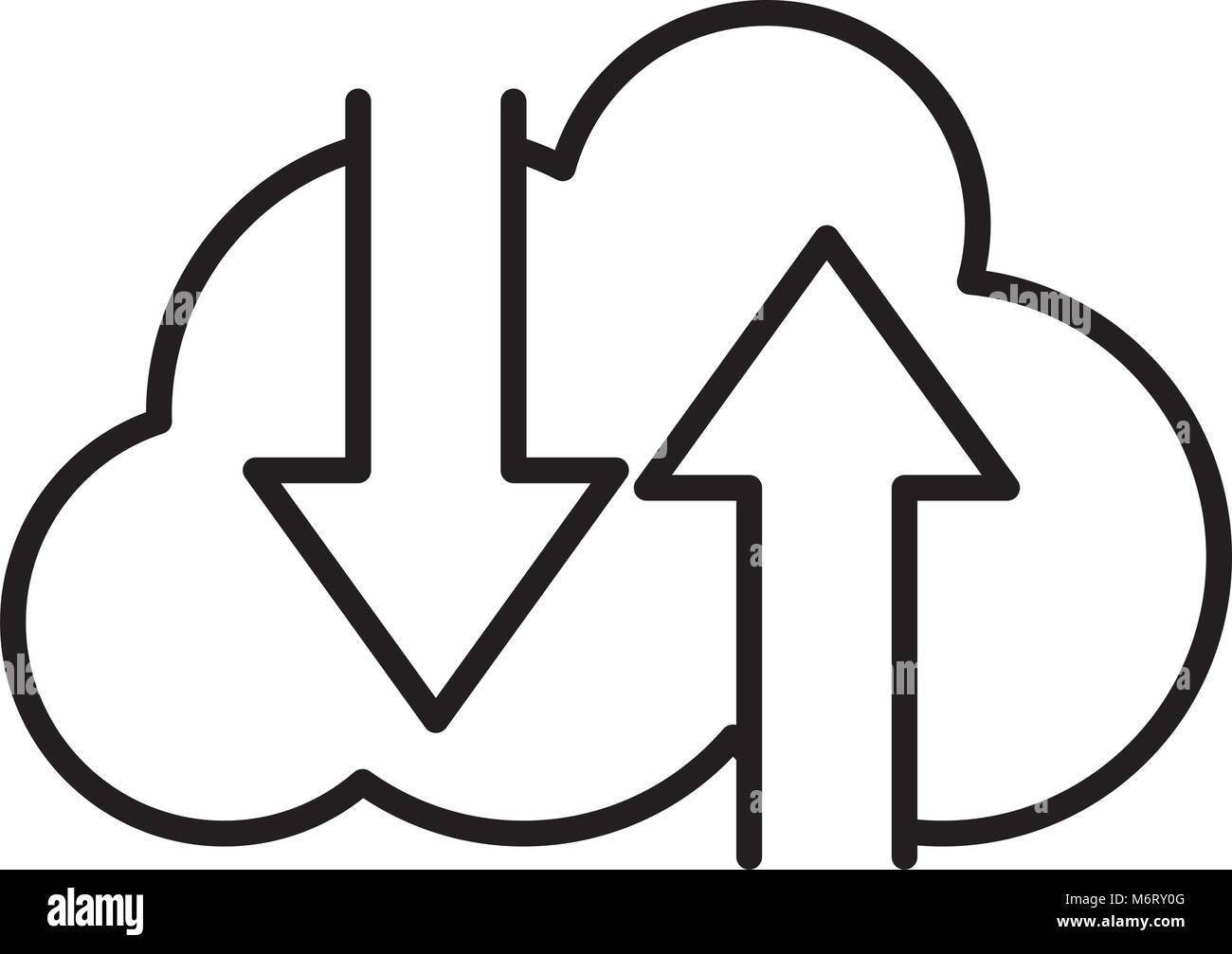 line cloud data loading and downloading server vector illustration ...