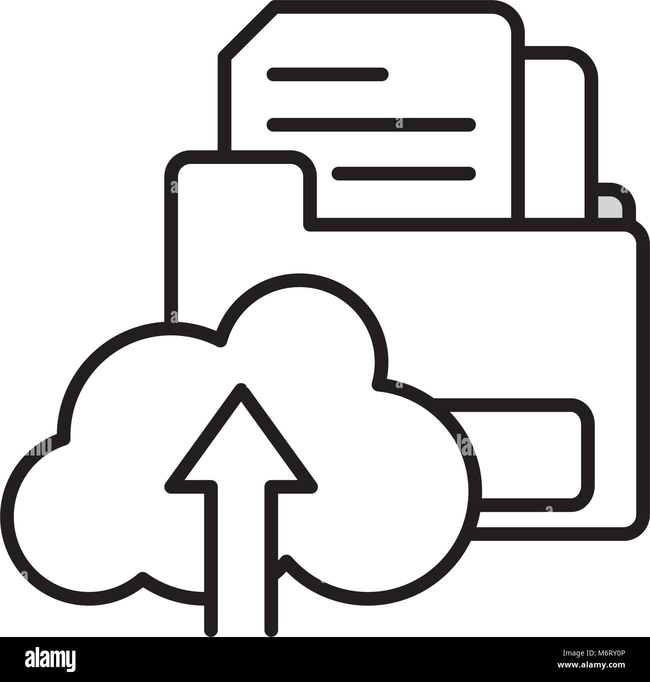 line documents inside file folder and cloud loading vector illustration Stock Vector Image & Art ...