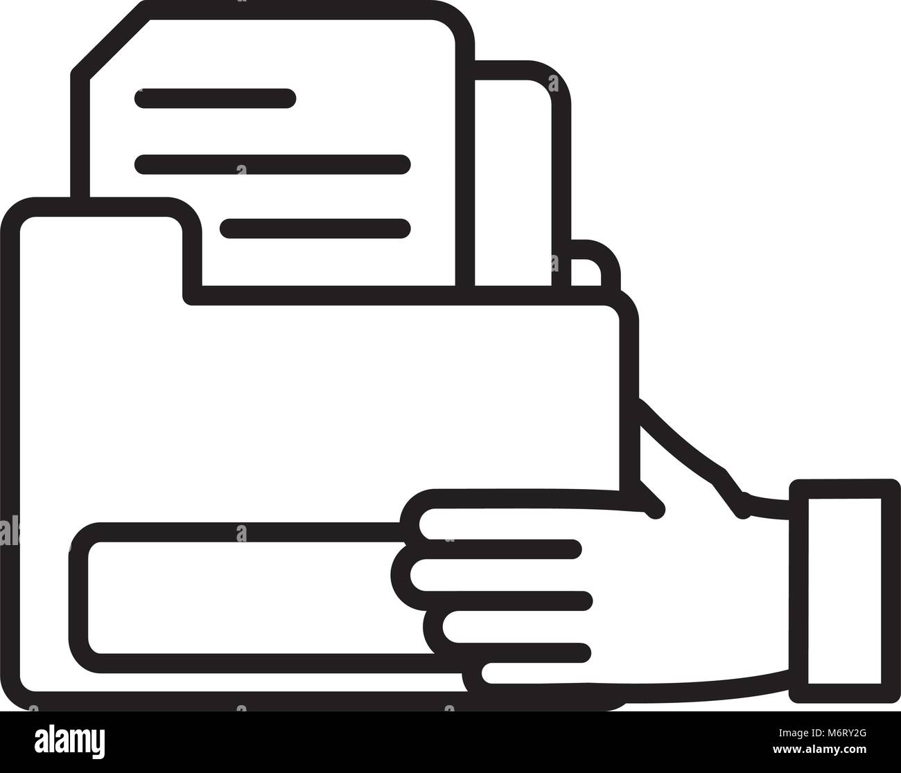 line man hand with file folder document vector illustration Stock ...