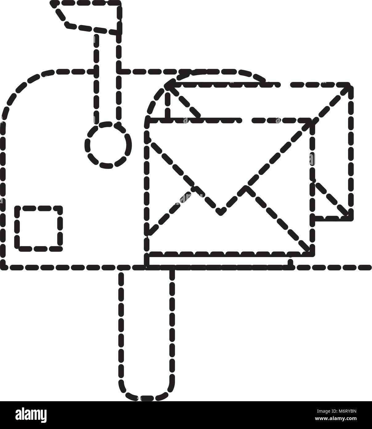 dotted shape correspondence mailbox with post letter message vector ...