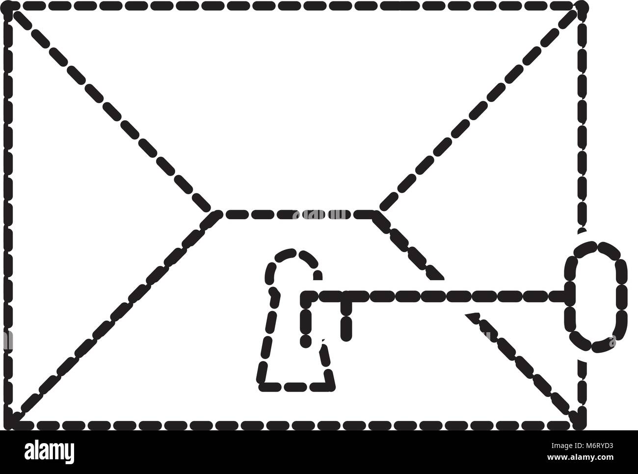 dotted shape letter message with key style security vector illustration ...