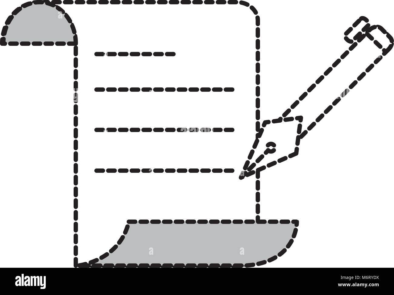 dotted shape business office document paper with pen vector ...