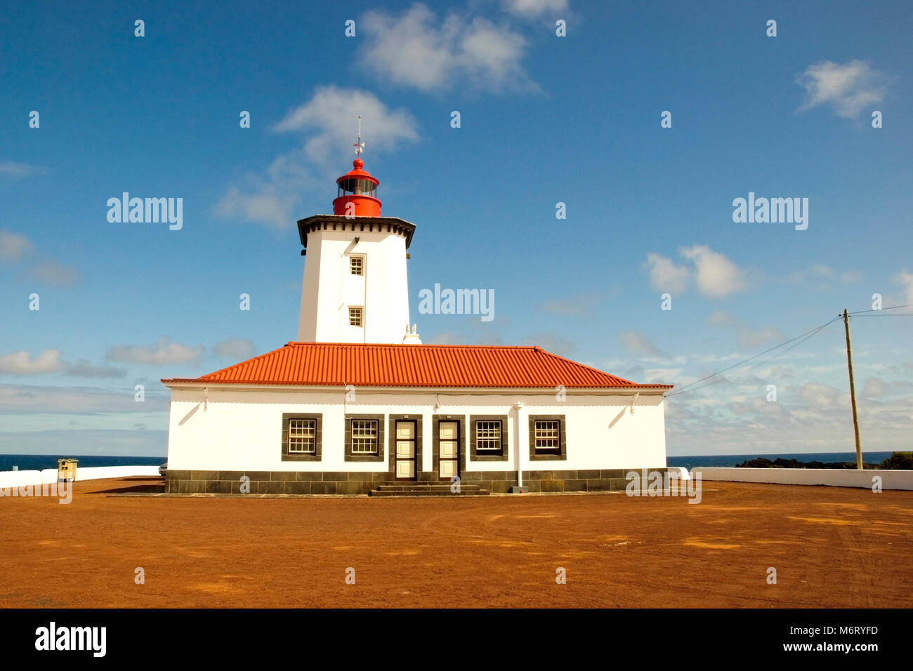 Lighthouse with house at Pico island, Azores, Portugal Stock Photo - Alamy