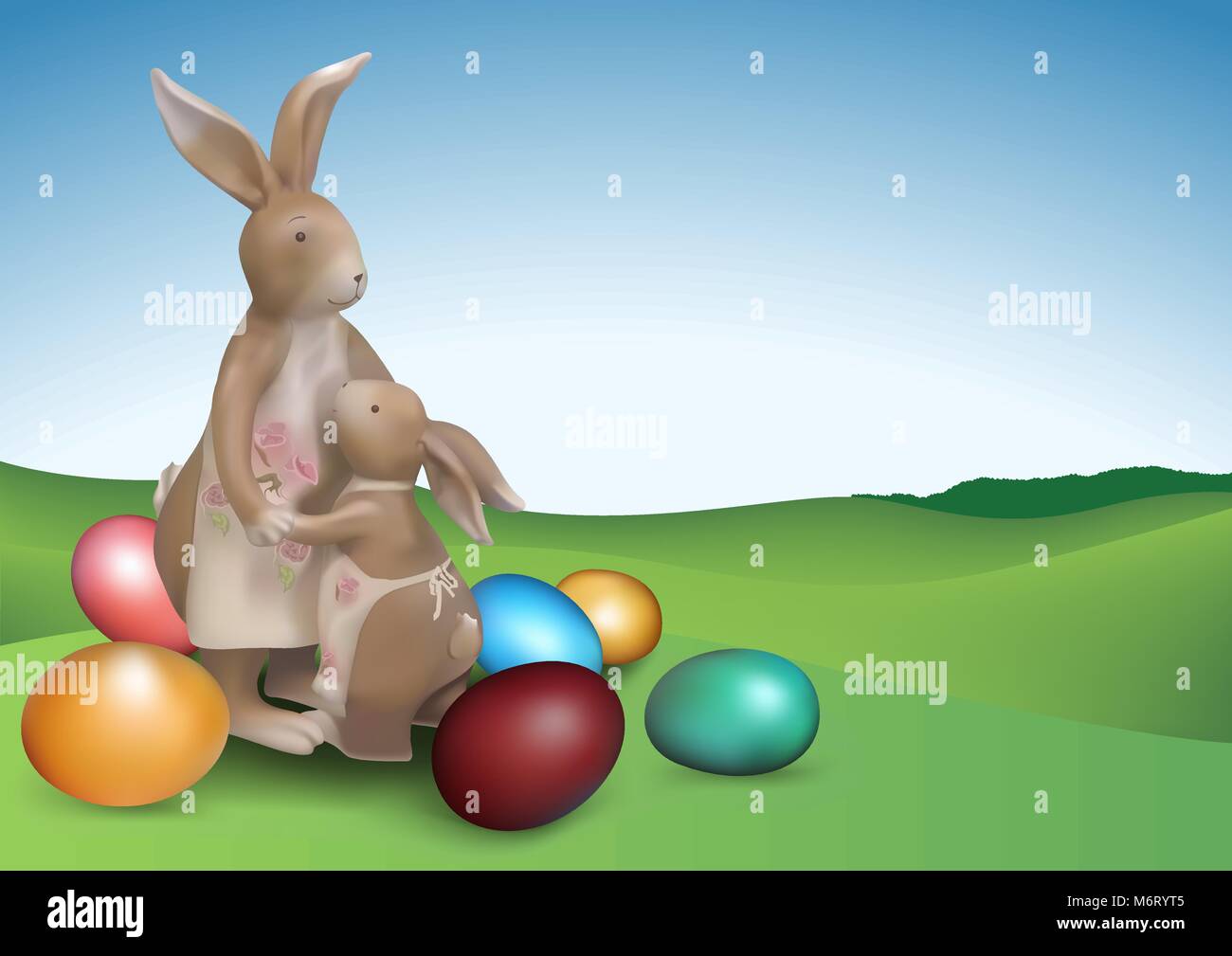 Two easter bunnies Stock Vector Images - Alamy