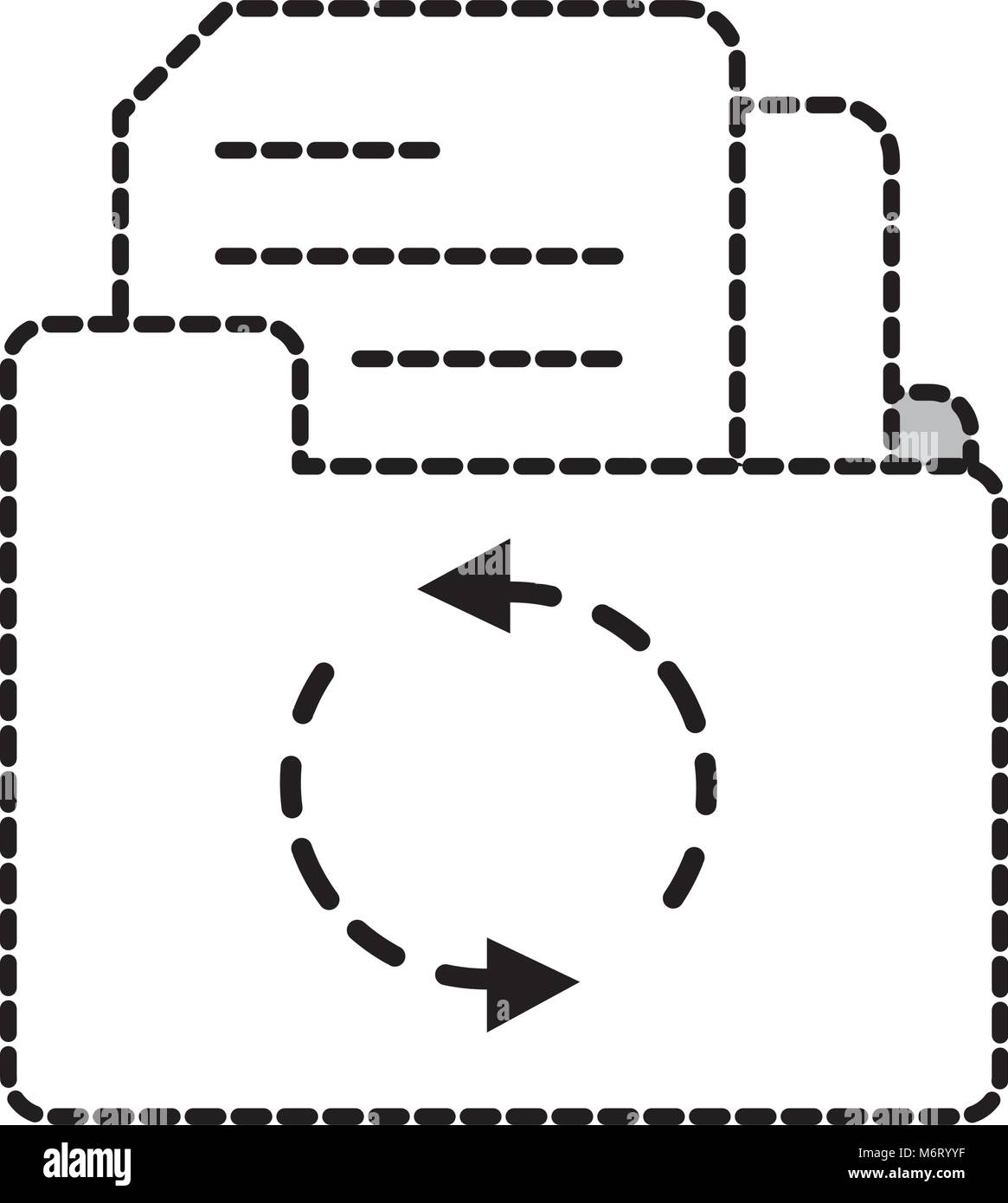 dotted shape file folder with documents paper upload vector ...