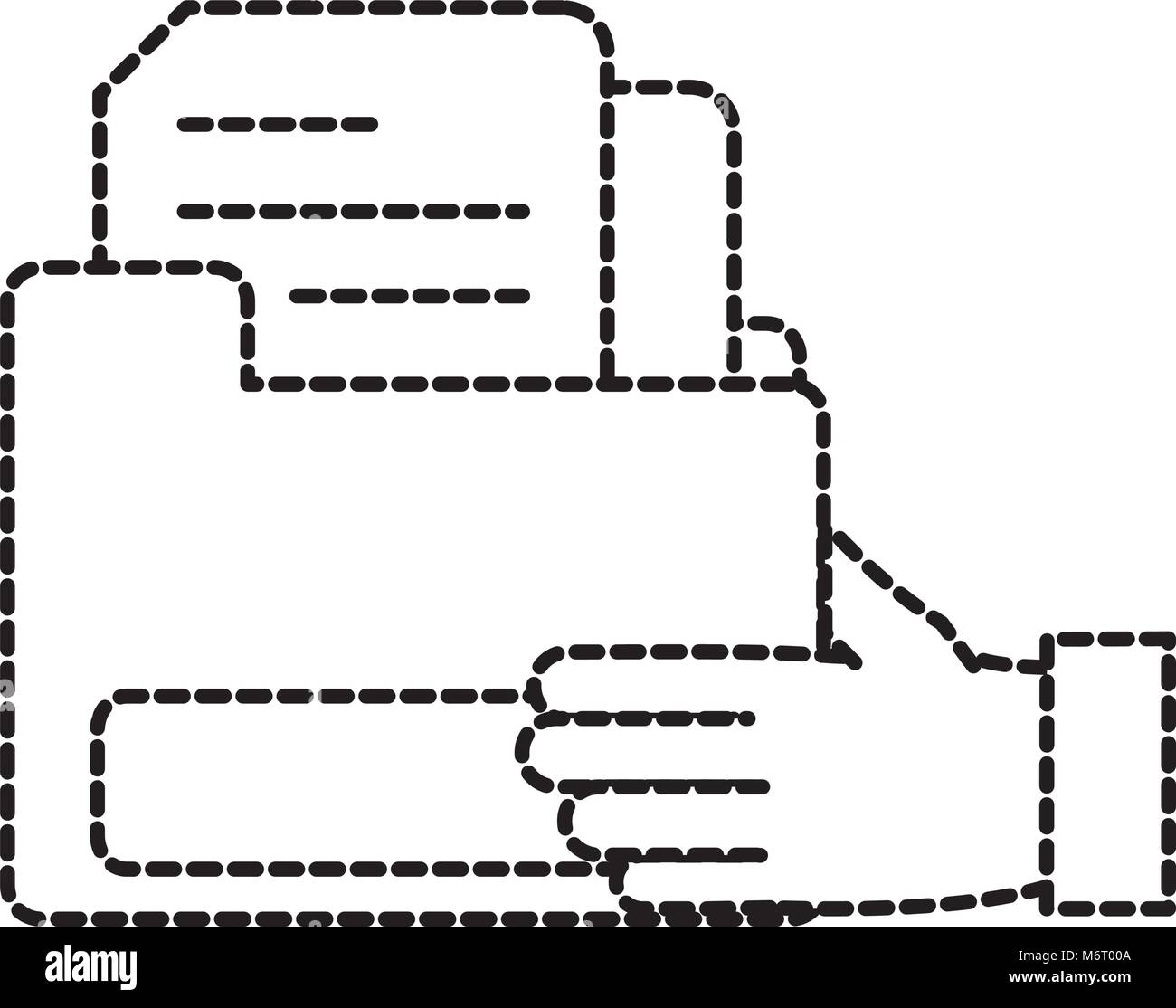 dotted shape man hand with file folder document vector illustration ...